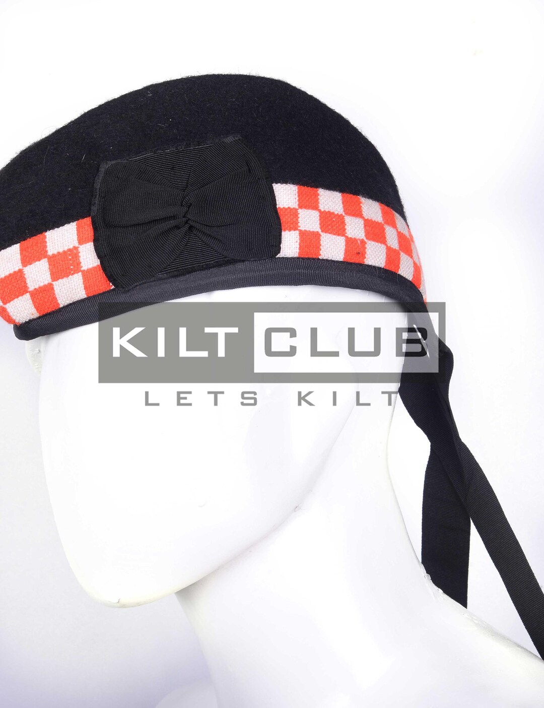Scottish Handmade Military Piper Orange & White Double DICED GLENGARRY ...