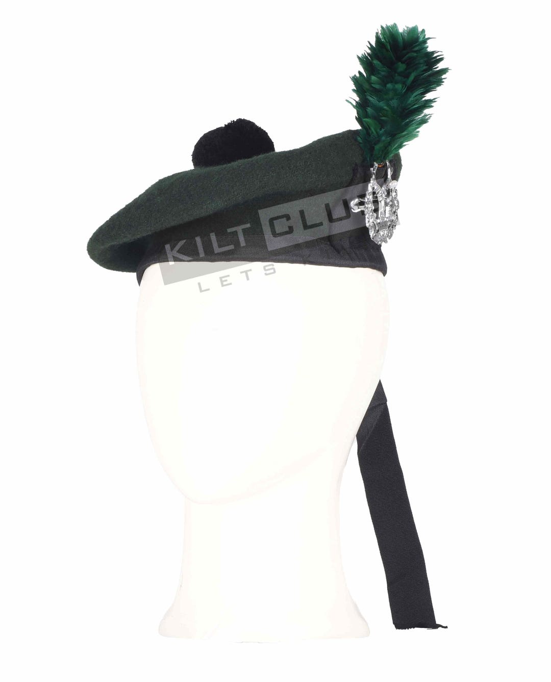 Scottish Balmoral Bonnet Hat - KILT Cap - Plain Green Cap - 100% Wool ...