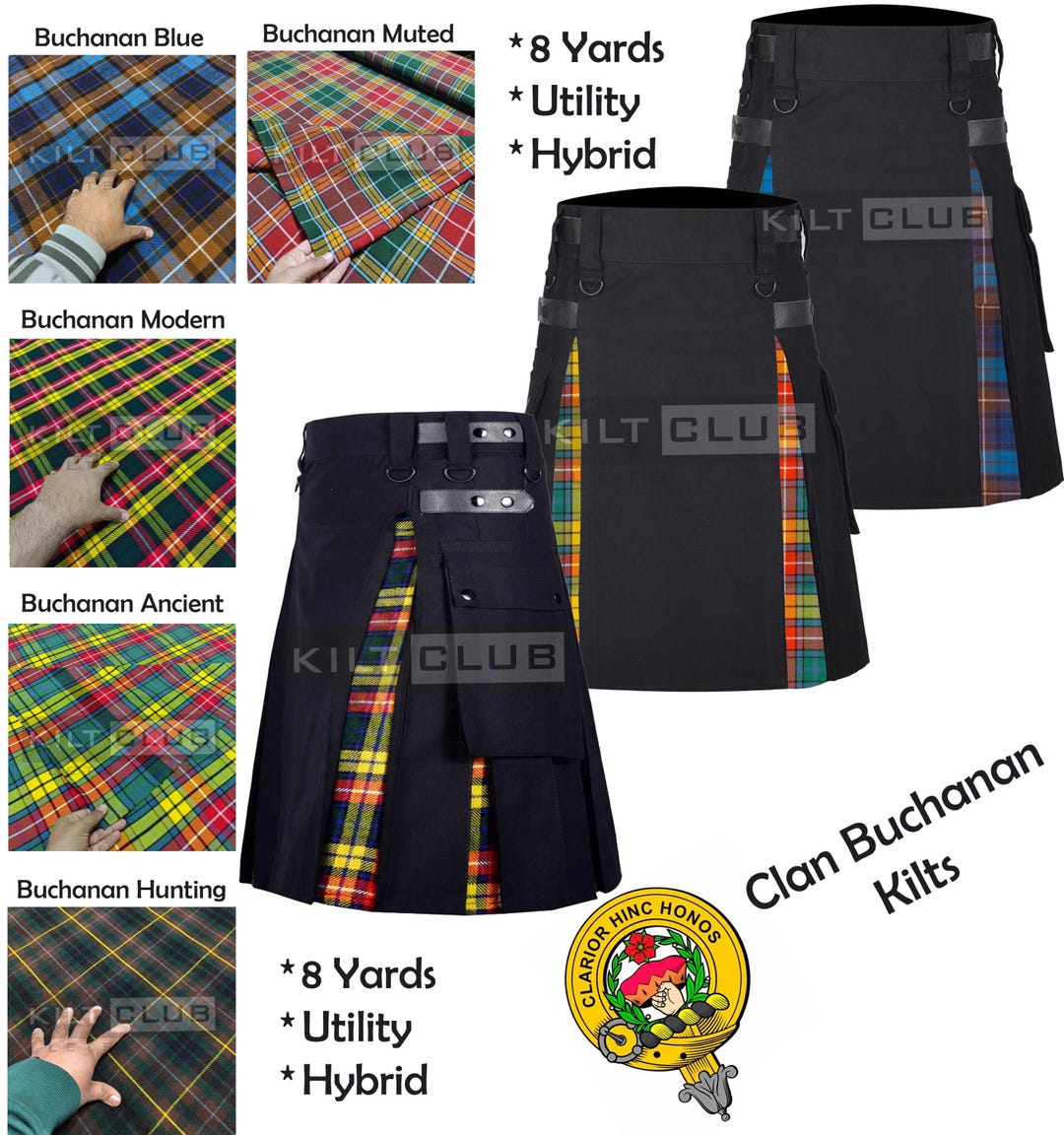 Scottish Clan Buchanan Tartan Hybrid Utility Kilt for Men - Premium ...