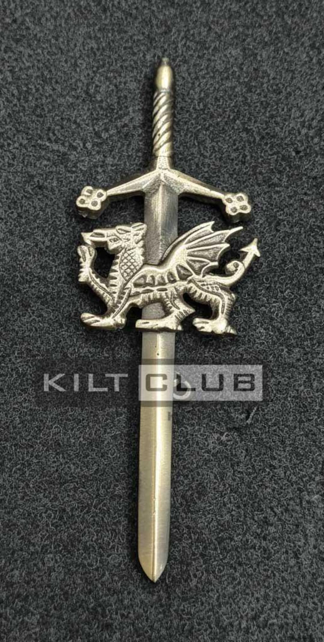 Scottish Welsh Dragon Kilt Pin - Made of Brass Antique Metal - Size 4.5 ...
