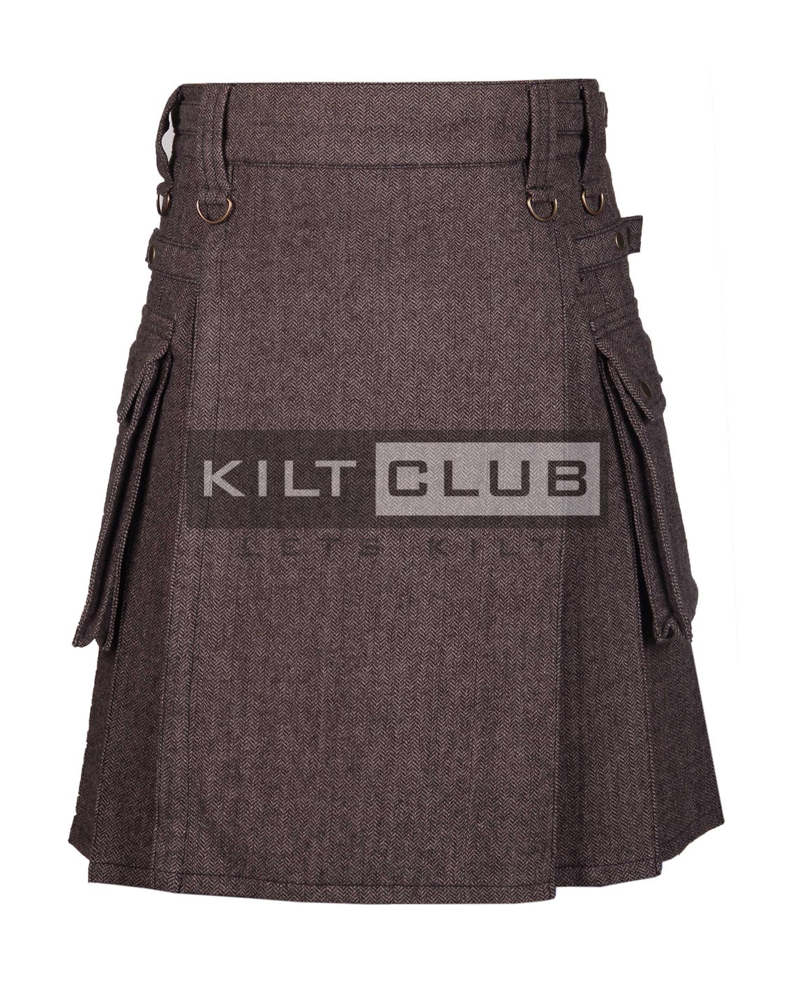 Scottish Brown Tweed Wool Utility KILT - Premium Handmade Kilt - Real ...