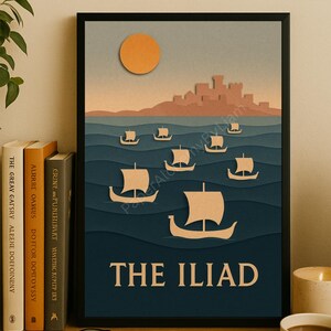 The Iliad Poster – Greek Mythology, Layered Paper Cut Art (digital ...