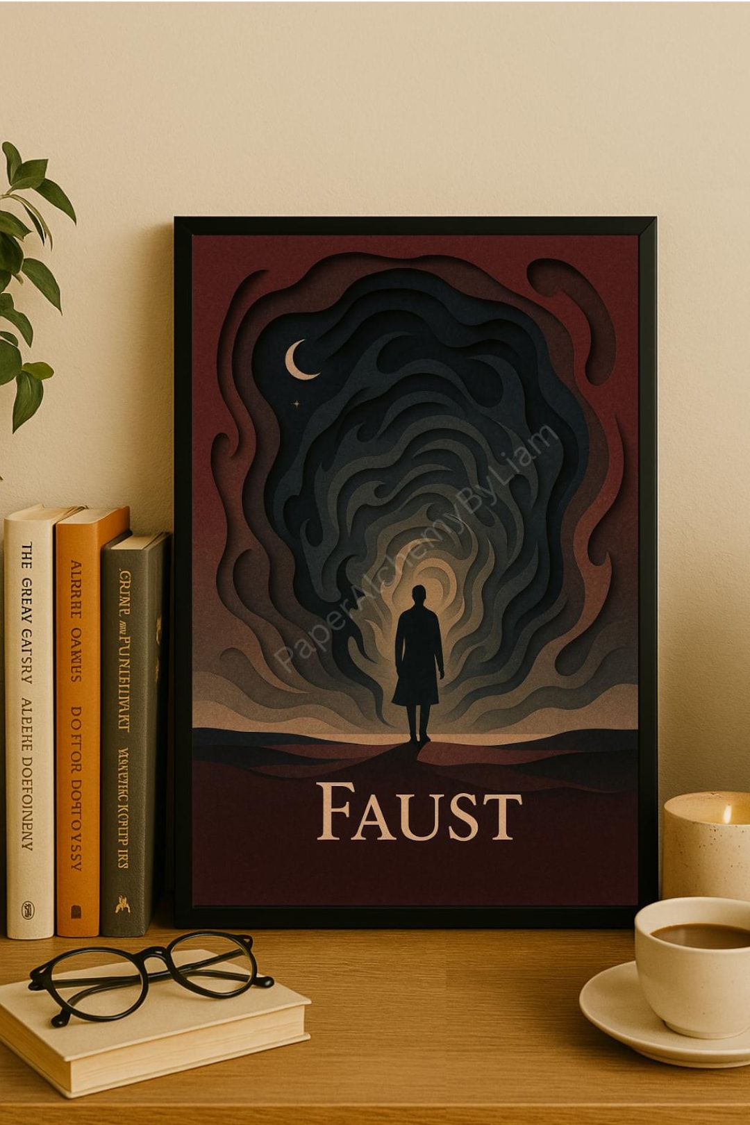 Faust Printable Poster – Goethe Literature, Layered Paper Cut Decor ...