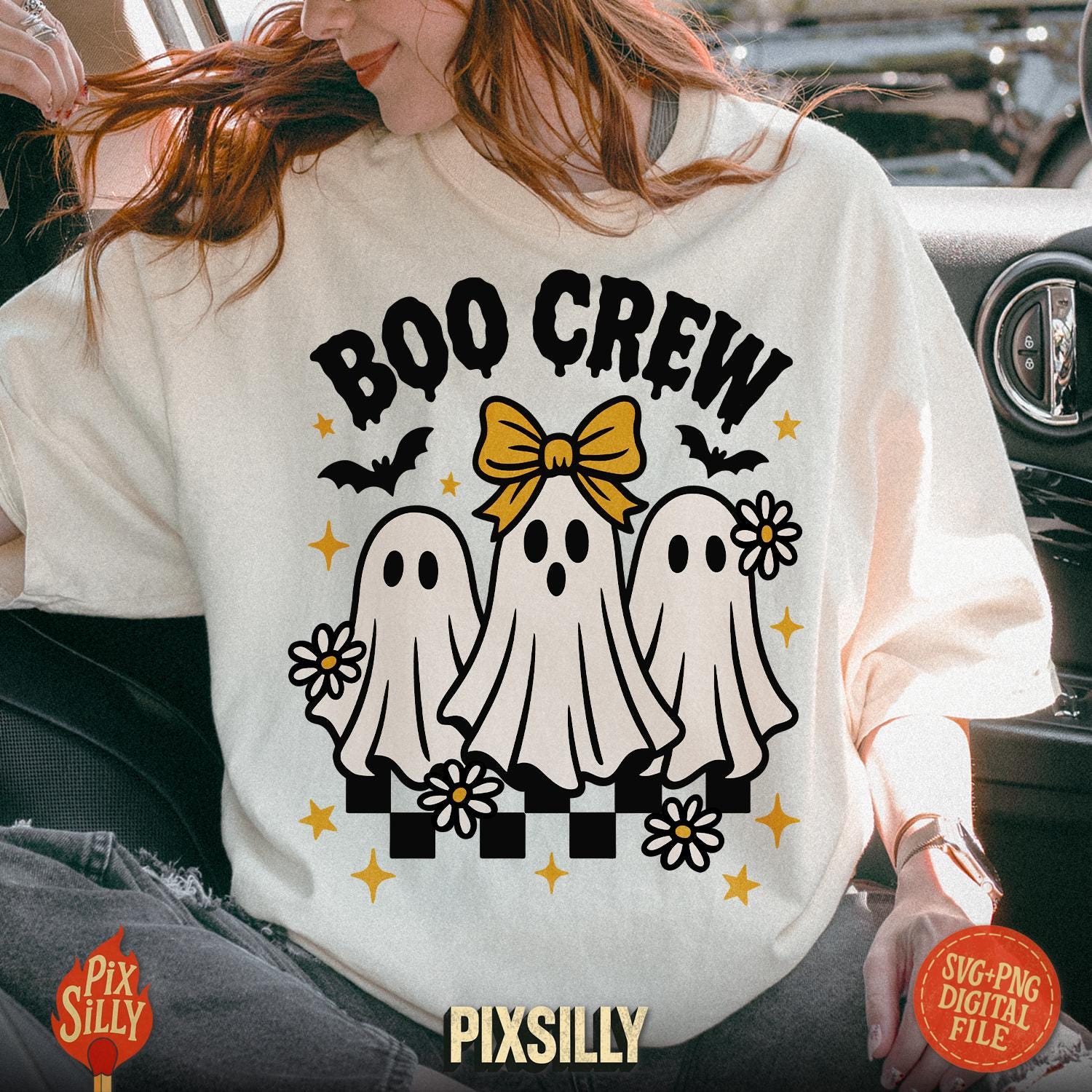 Boo Crew Halloween Design: Ghost Trio SVG PNG (digital Download - Etsy