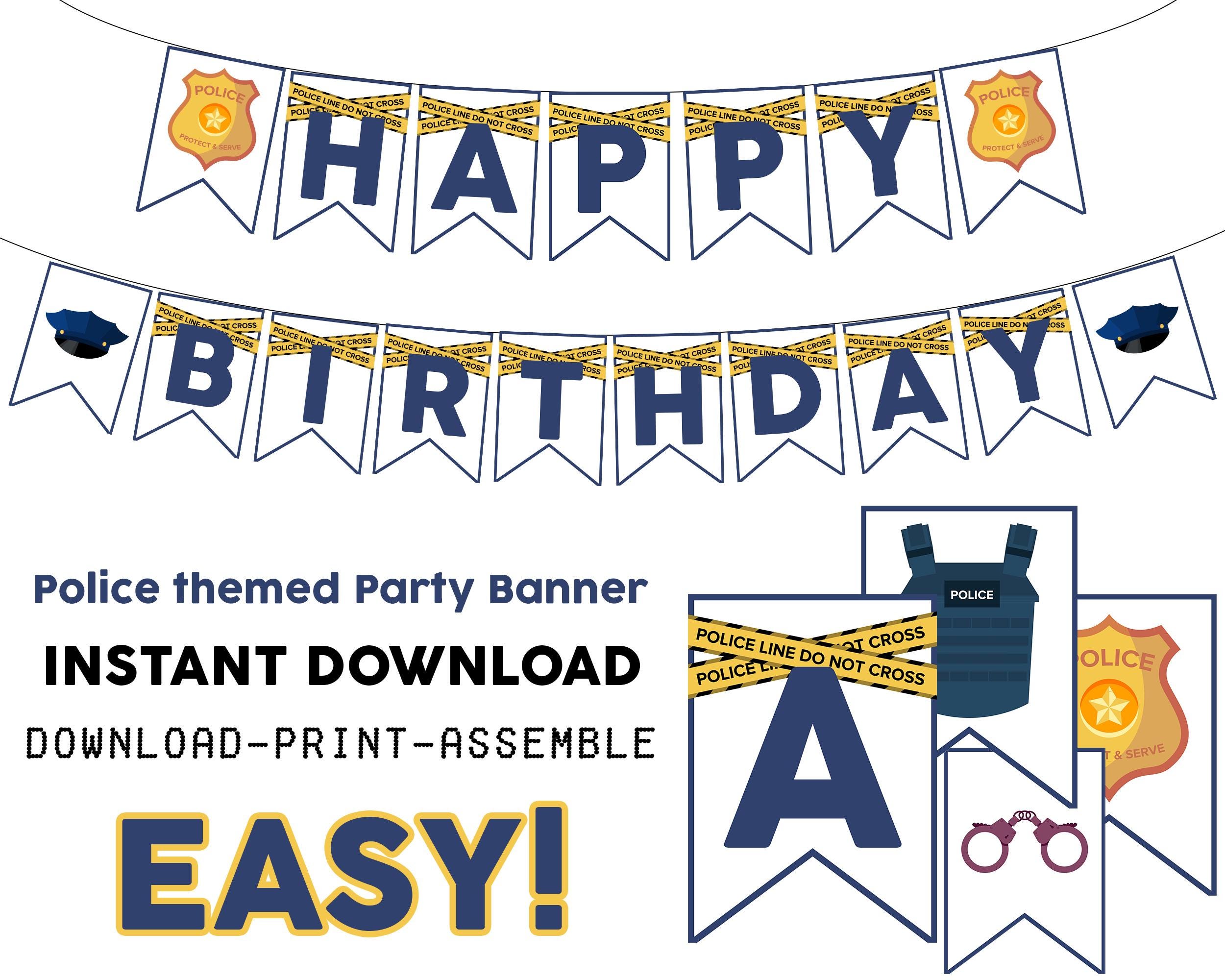 Printable Police Birthday Banner | Kids Police Party Decor | Instant ...