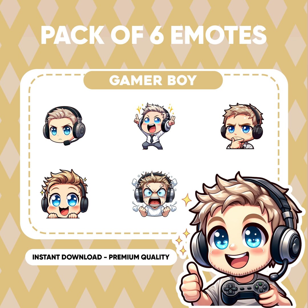 Gamer Boy Emotes | Chibi Gamer Emote Pack for Twitch, Discord & Kick ...