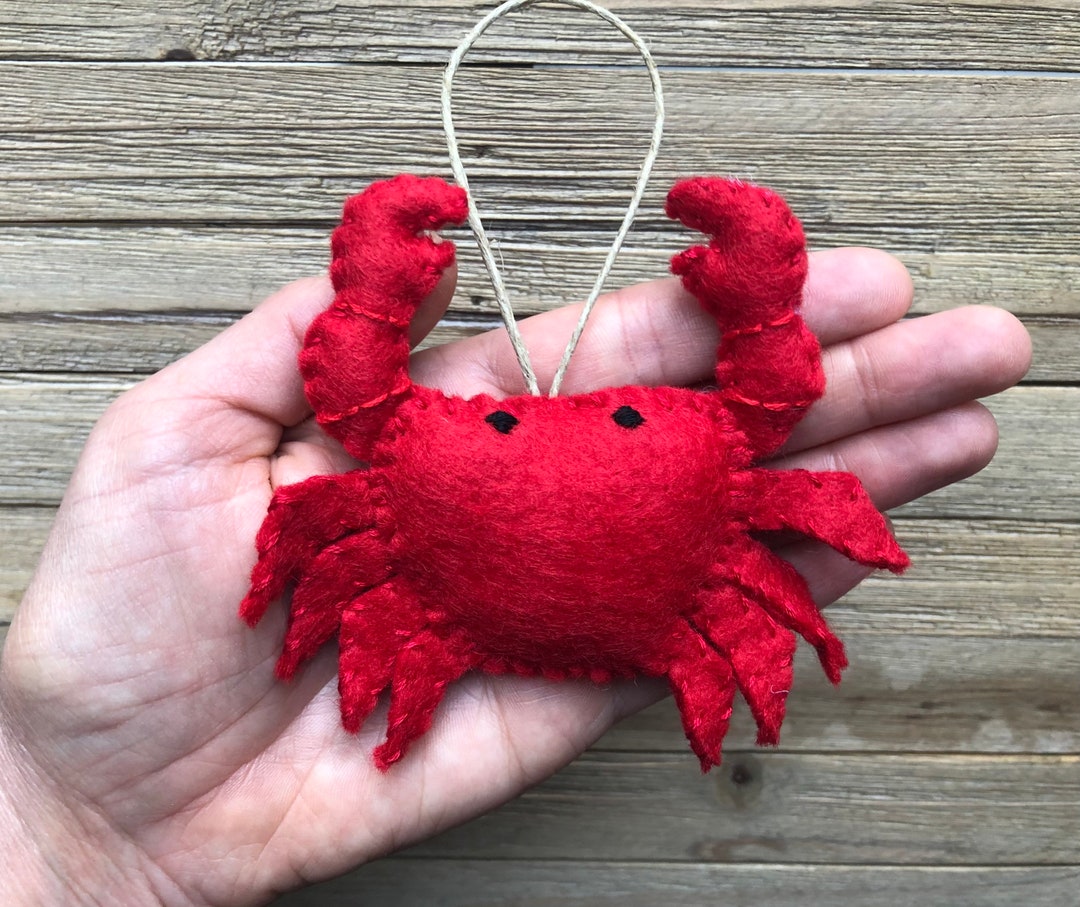 Personalized Crab Ornament, Felt Crab Ornament, Red Crab Christmas ...