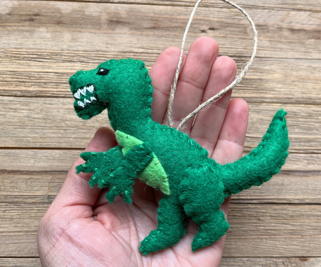 Personalized T-rex Dinosaur Ornament, Wool Felt Dinosaur Ornament, T ...