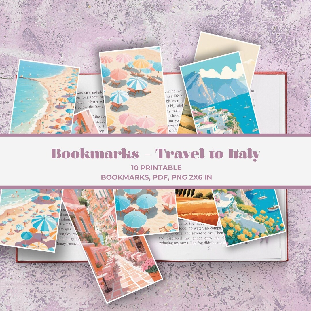 Printable Bookmark Set – 10 Italian Travel Bookmarks in PDF & PNG ...
