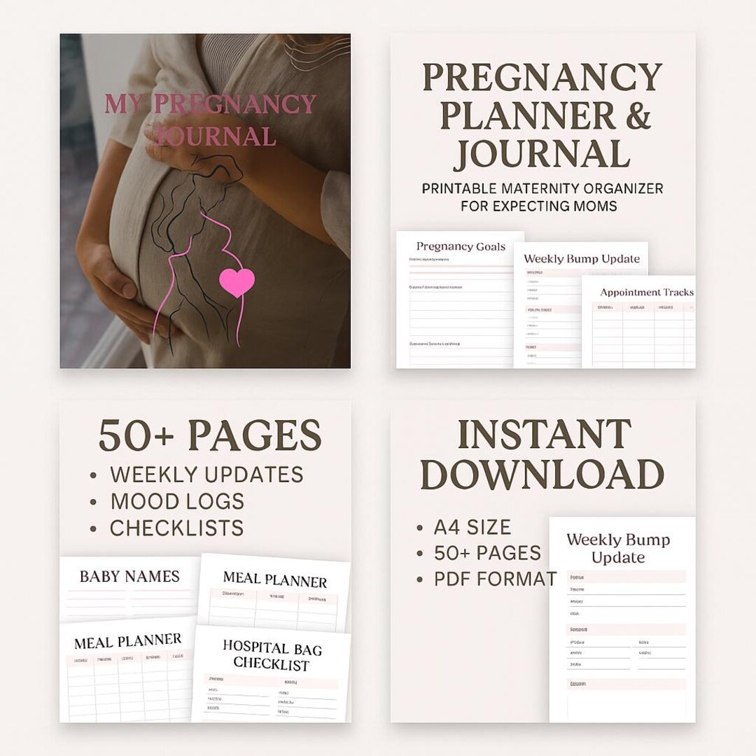 Pregnancy Planner & Journal | Printable Maternity Organizer | Baby Bump ...