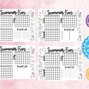 Printable Summer Fun Calendar and Bucket List | Kids Color-in Poster ...