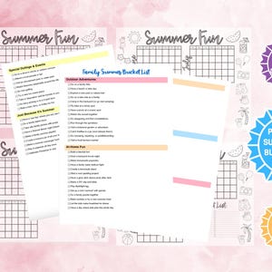 Printable Summer Fun Calendar and Bucket List | Kids Color-in Poster ...