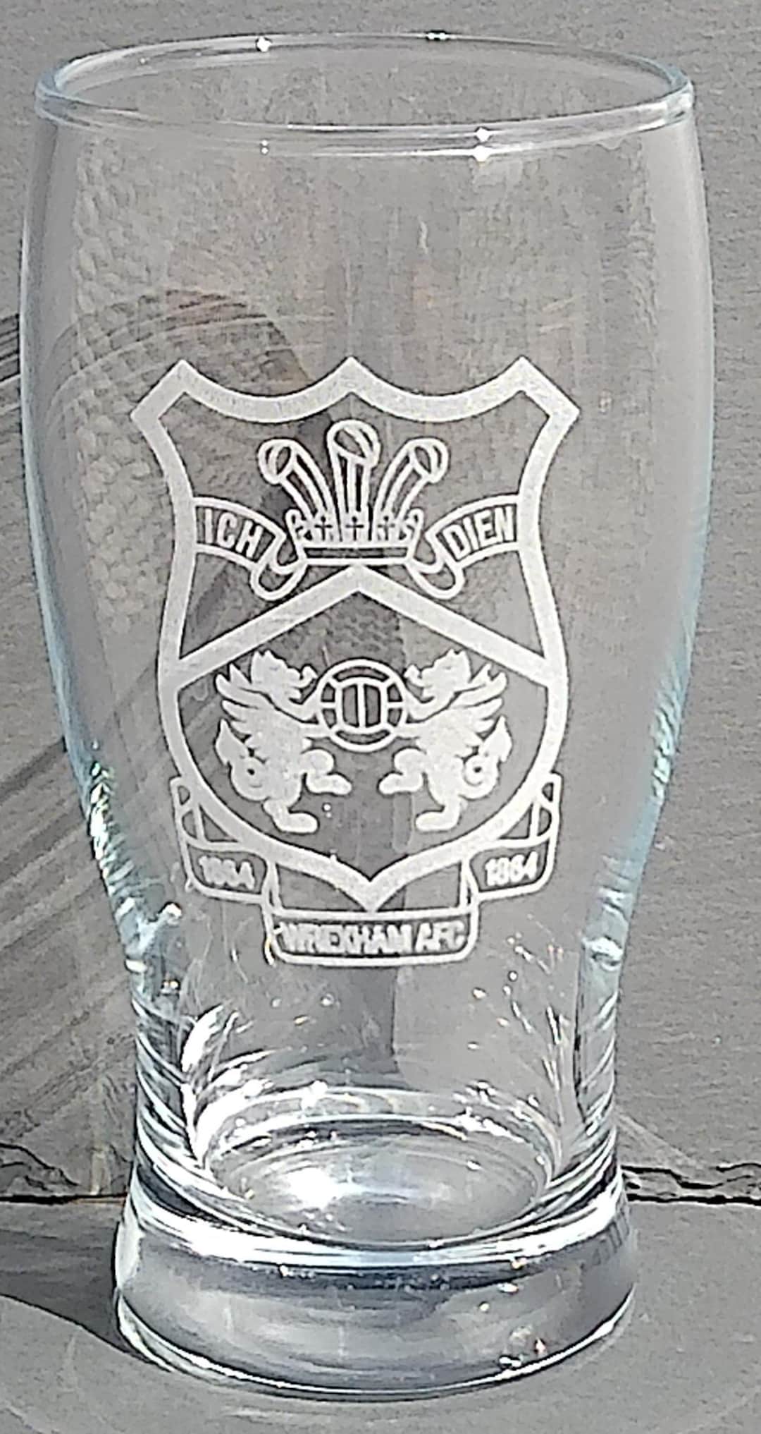 Wrexham AFC Pint Glass With Etched Club Crest, Licensed Merchandise to ...