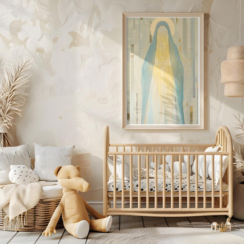 Minimalist Virgin Mary – Sacred Geometry Catholic Wall Art | Modern ...