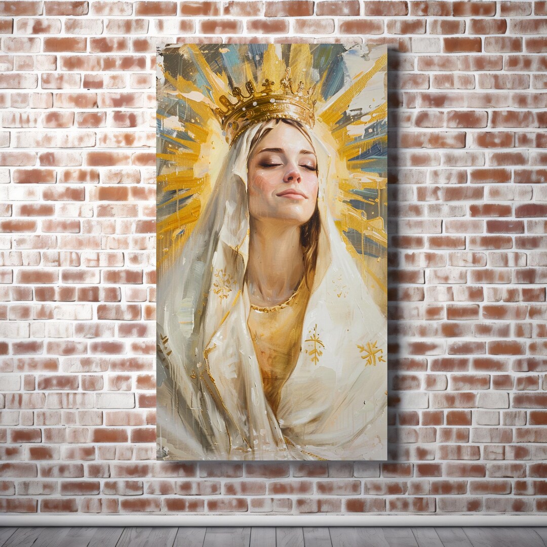 Crowned Virgin Mary – Radiant Queen of Heaven Catholic Wall Art ...