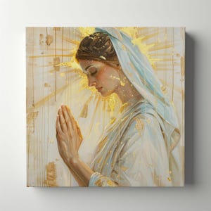 Side View Praying Virgin Mary – Holy Catholic Prayer Wall Art | Digital ...
