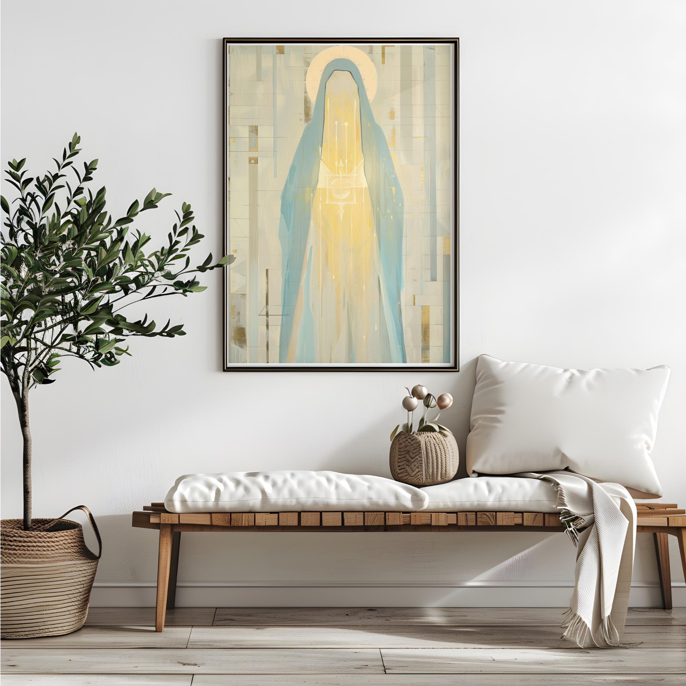 Minimalist Virgin Mary – Sacred Geometry Catholic Wall Art | Modern ...