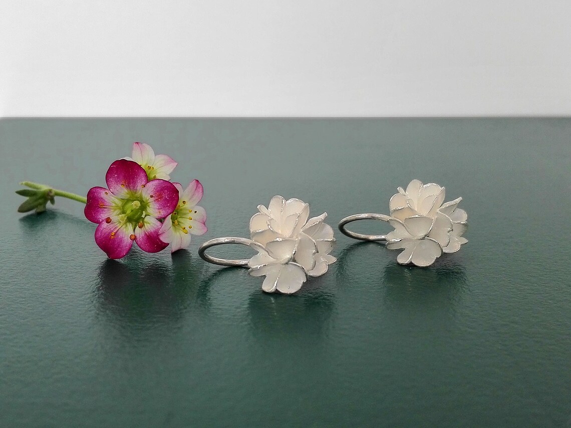 Silver Earrings in Flower Shape / Fine Jewelry / Romantic - Etsy
