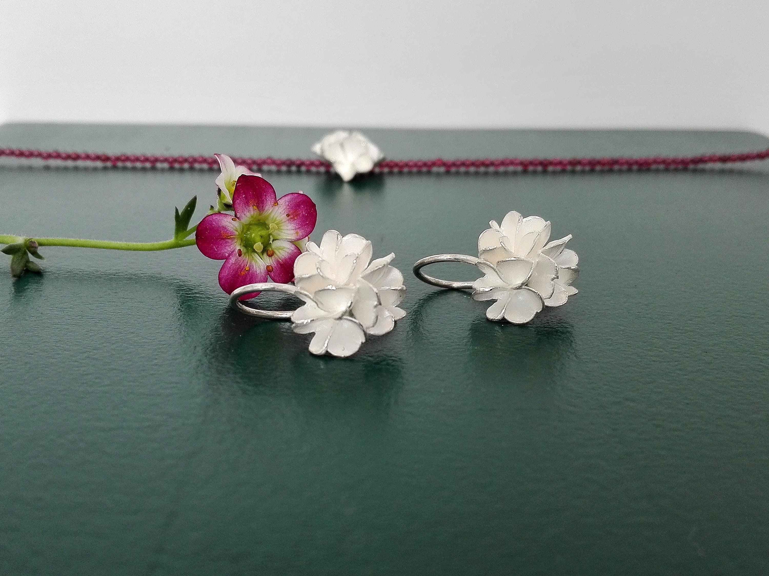 Silver Earrings in Flower Shape / Fine Jewelry / Romantic - Etsy