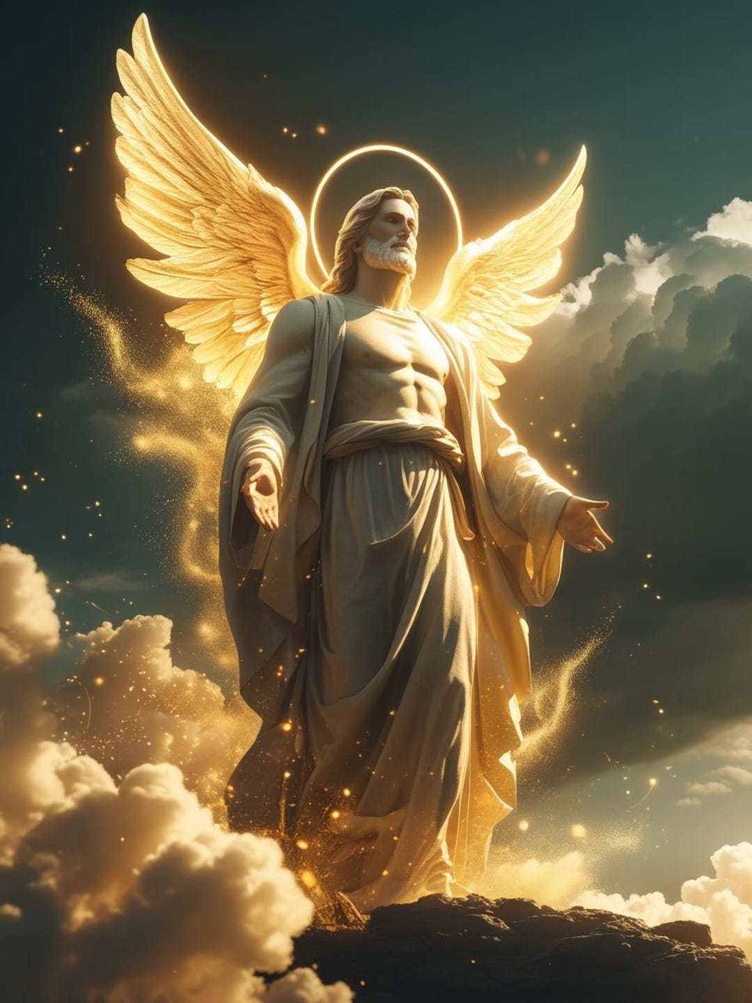 Golden Archangel Digital Art – Divine Masculine Wall Print – Celestial ...