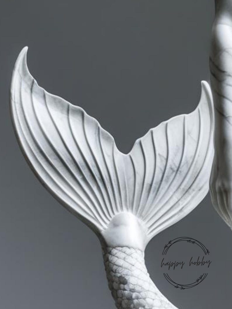 Elegant Marble Mermaid Statue Digital Artwork | Printable Wall Art ...