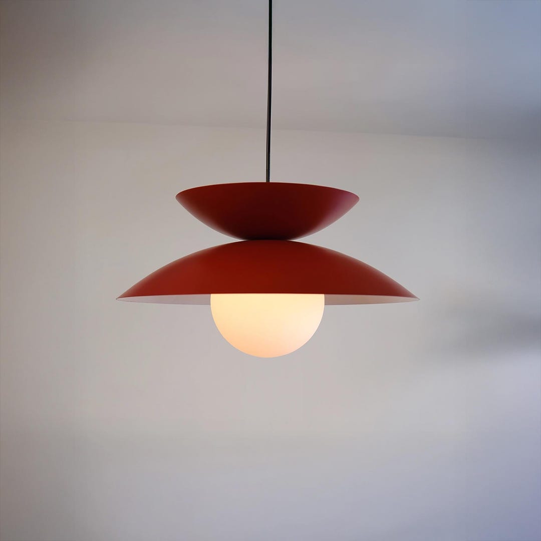 Modern Red Pendant Light: Scandinavian Minimalist Ceiling Lamp - Etsy