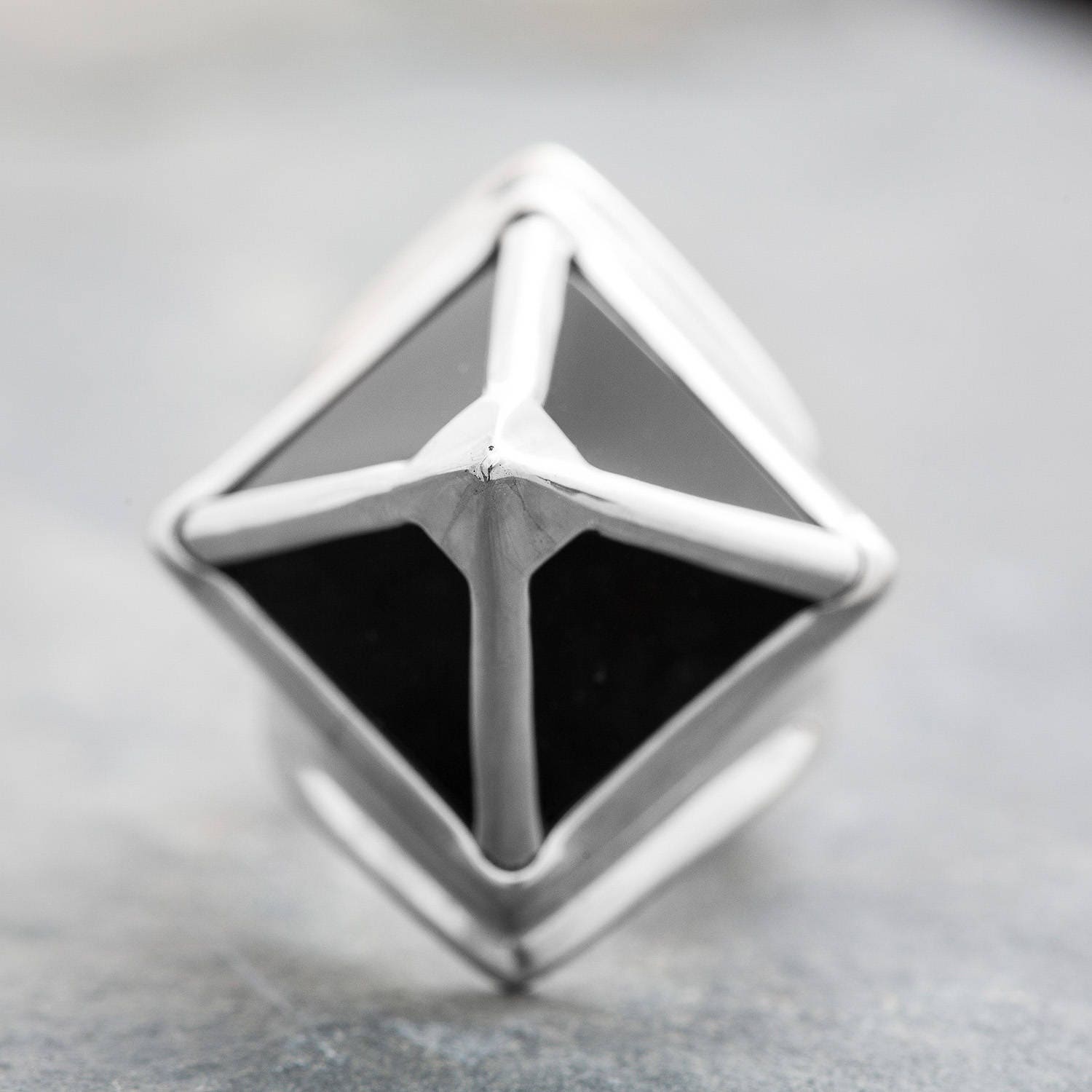 PYRAMID CAGE Onyx Magick Ring | Etsy