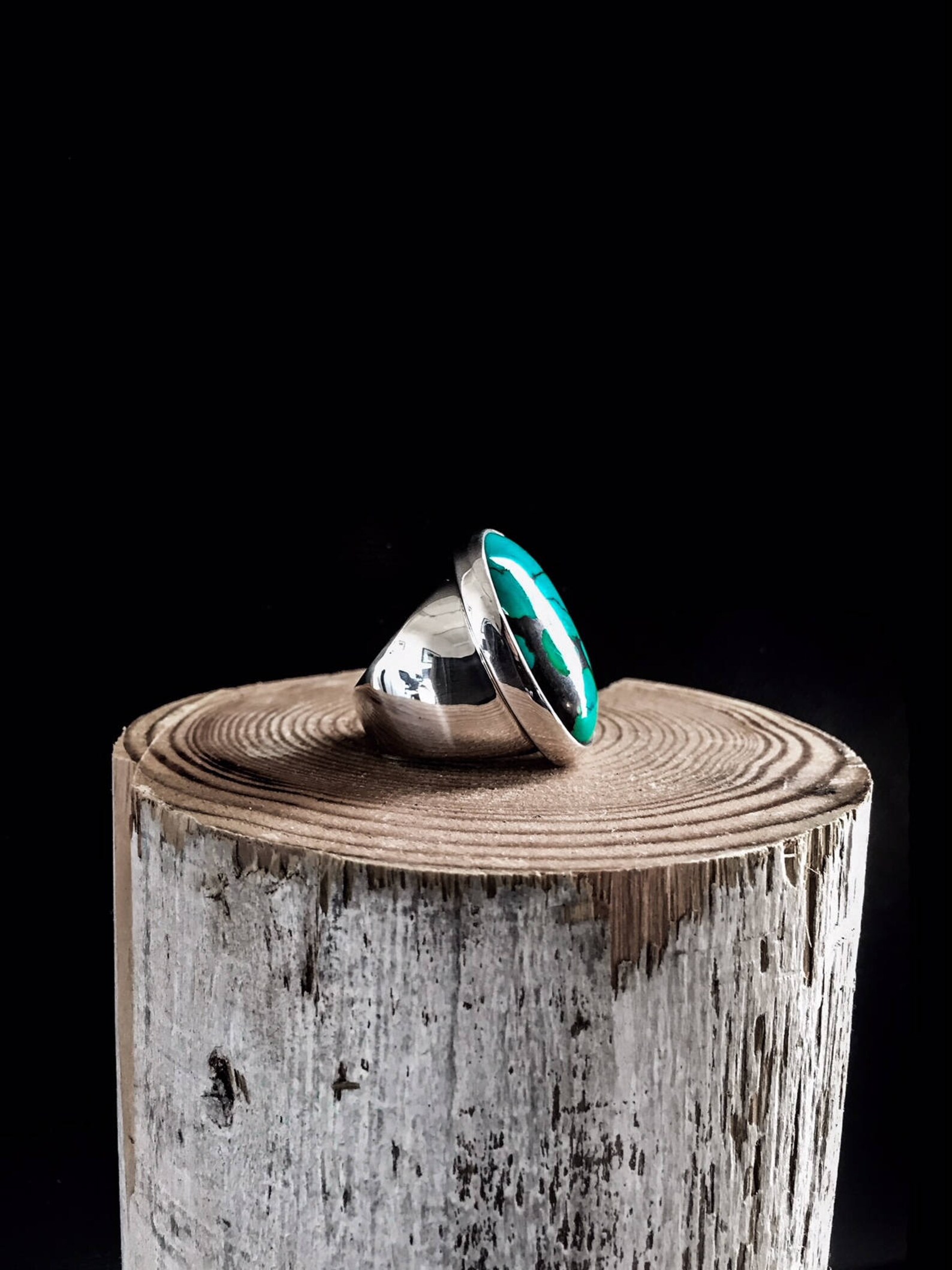 CHIBI Cobra Oval Medium Chunky TURQUOISE and Silver Ring - Etsy