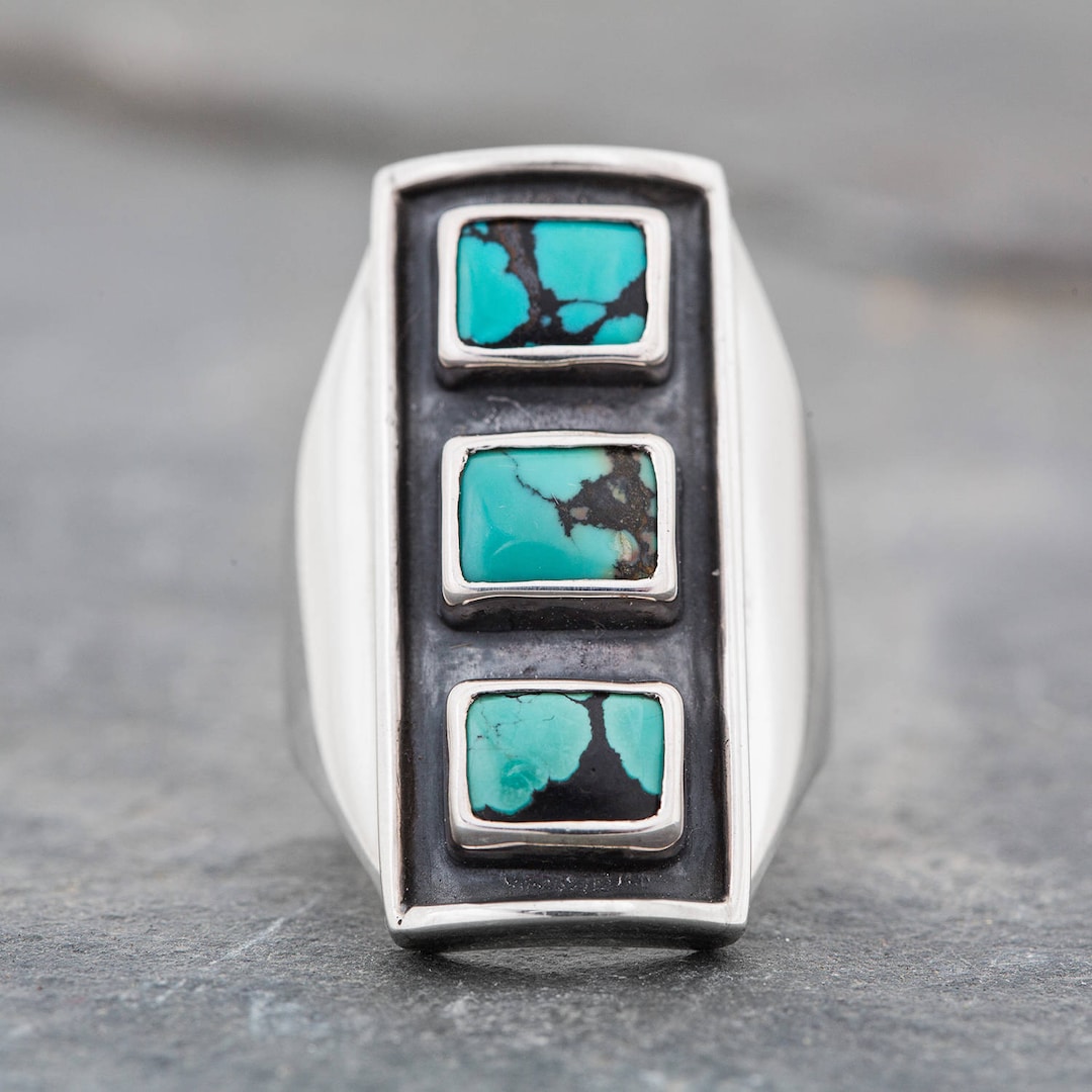 TURQUOISE TOWER Big and Bold Unisex Turquoise Ring - Etsy