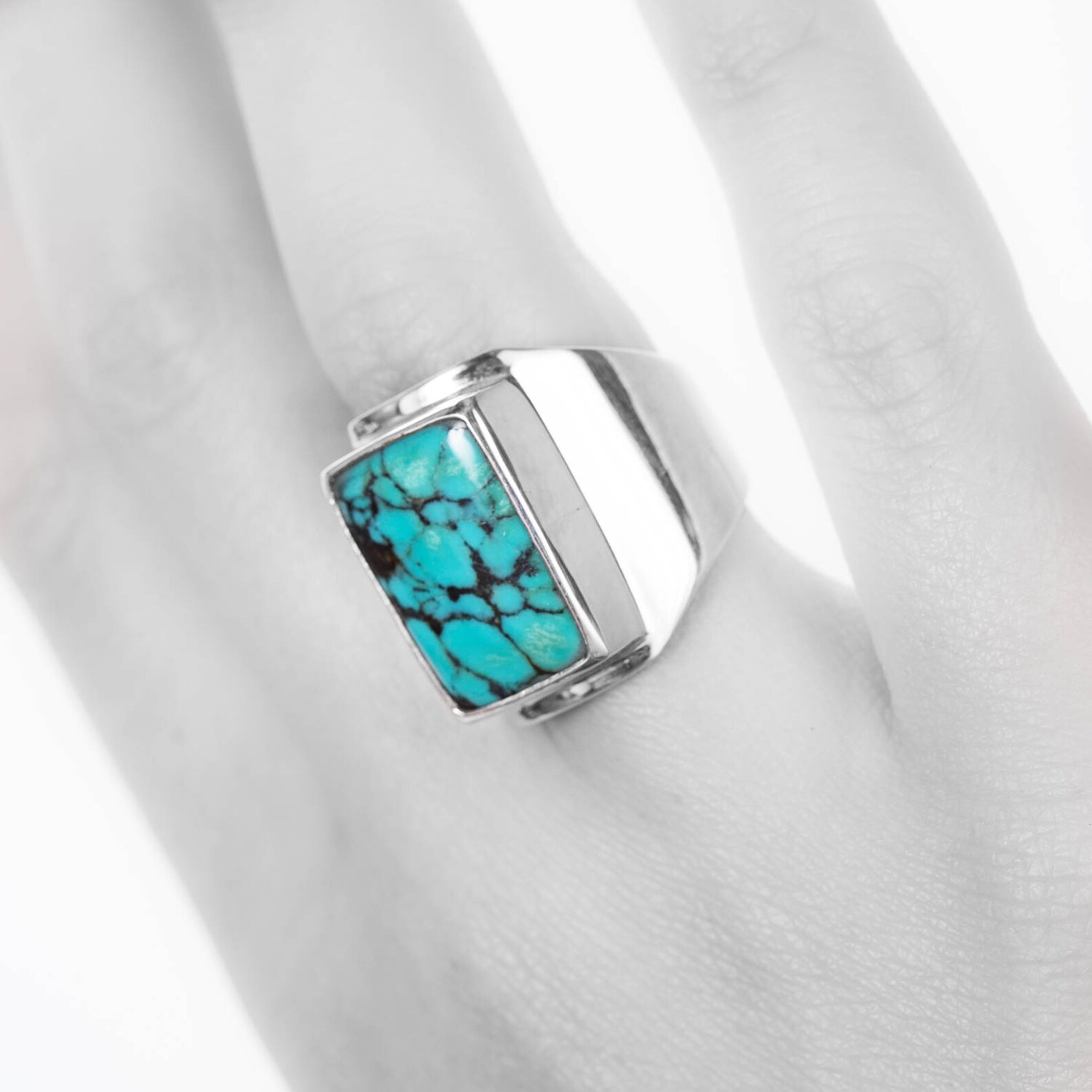 SEA of WISDOM Chunky Unisex TURQUOISE and Silver Ring - Etsy