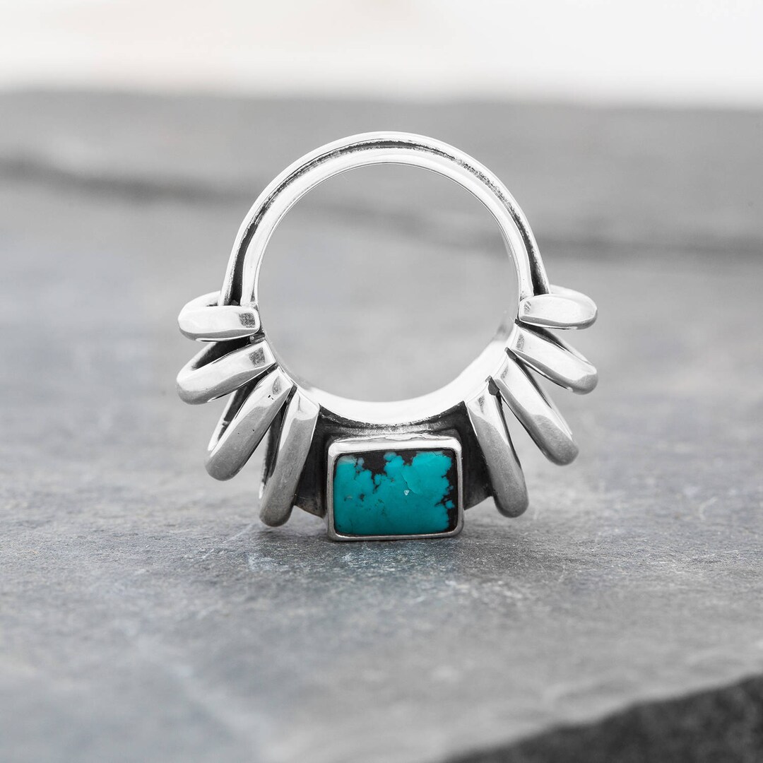 Limited Edition Arc Duo Kingman Turquoise Sterling Silver Ring, Genuine ...
