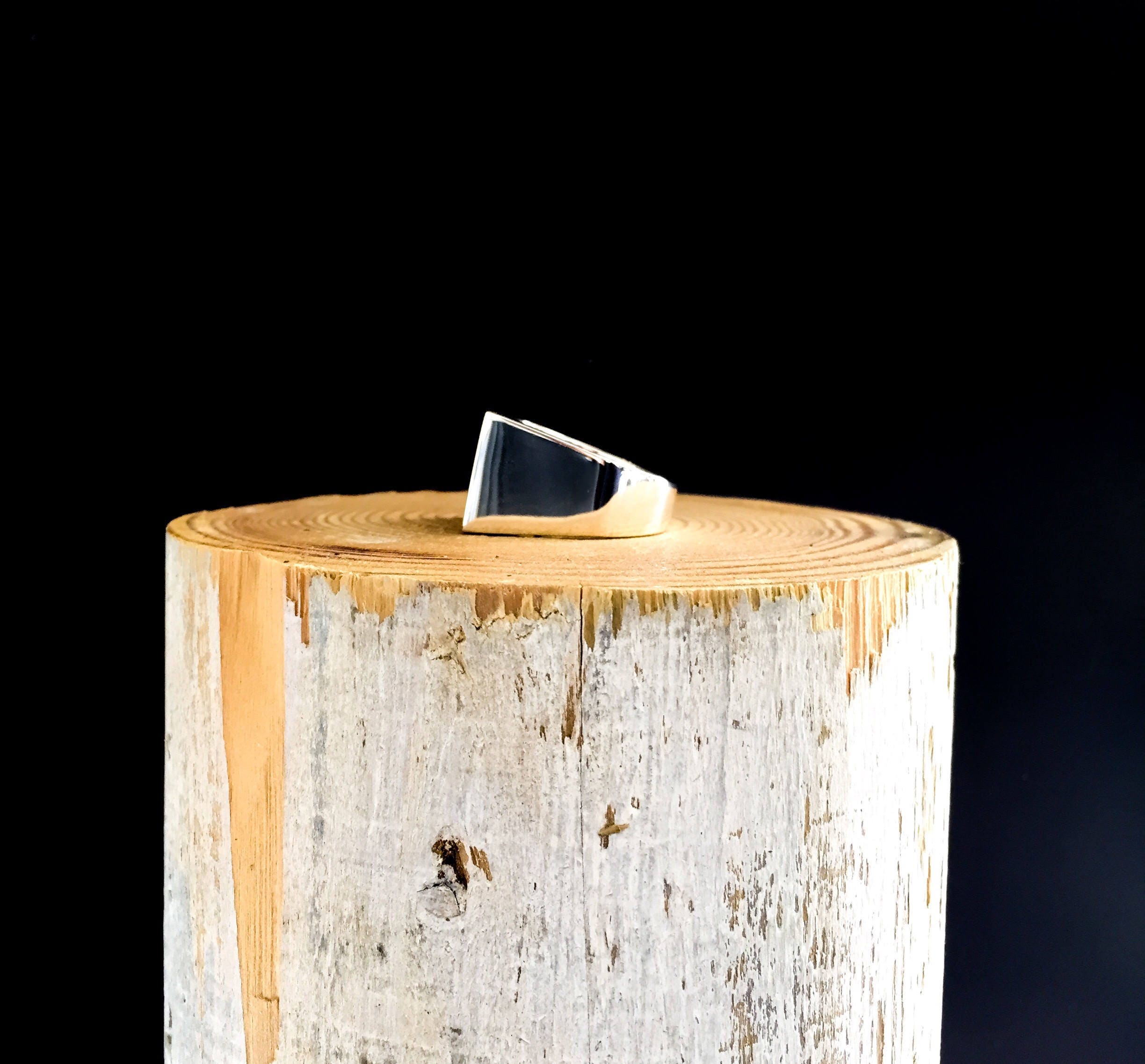 Turquoise Rectangle Inlay Sterling Silver Unisex Ring | Etsy