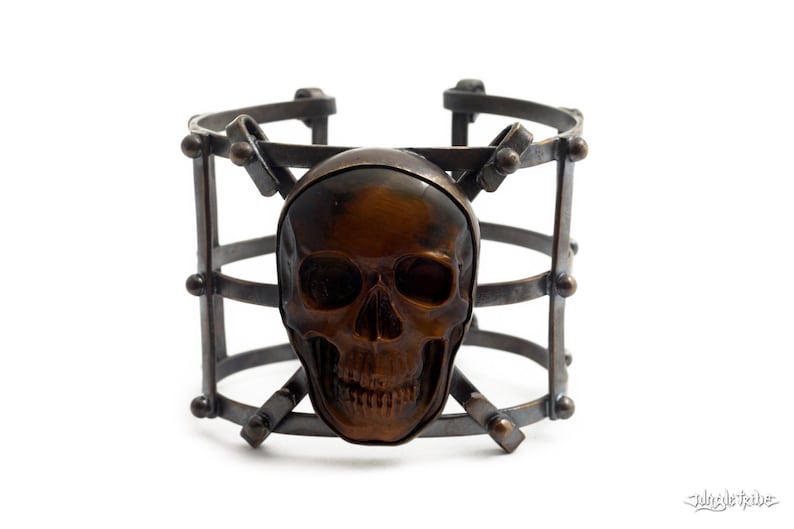 CAGE CUFF SKULL Carved Rock Bracelet - Etsy