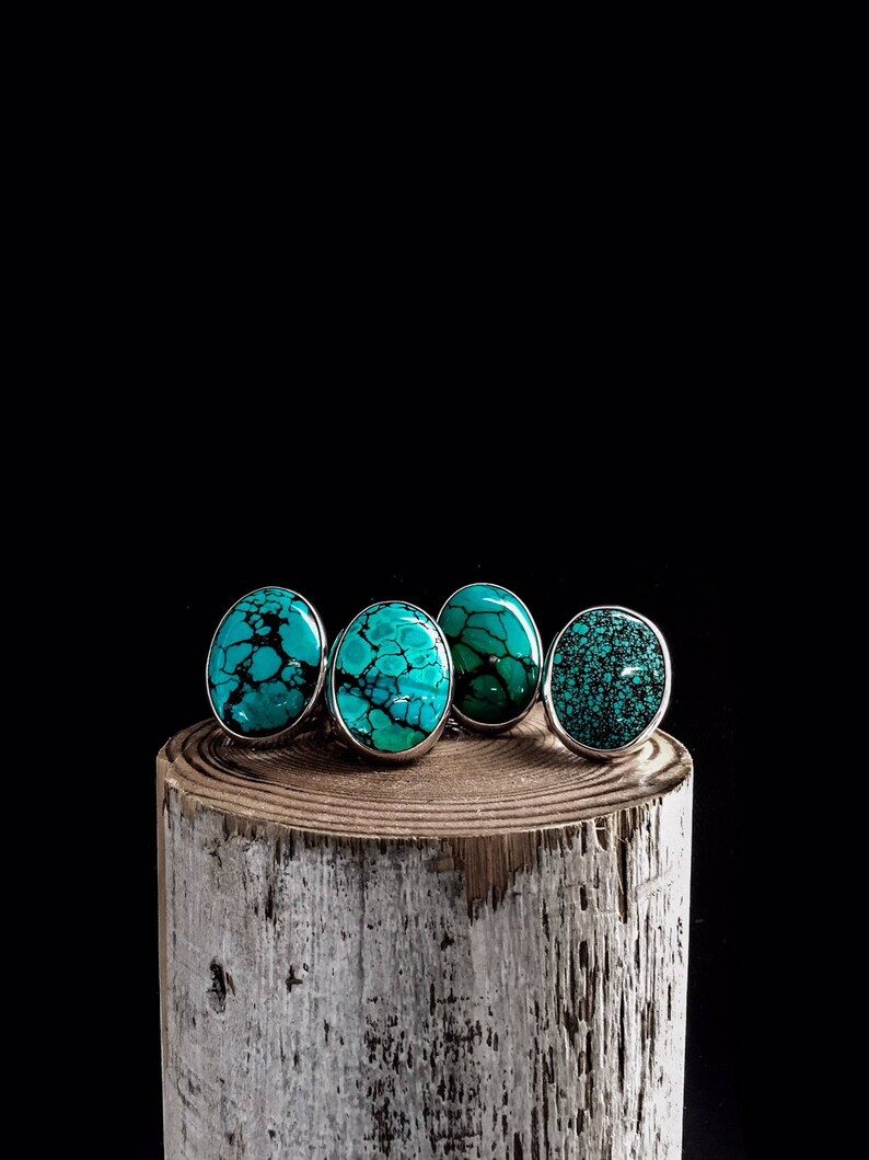 CHIBI Cobra Oval Medium Chunky TURQUOISE and Silver Ring - Etsy