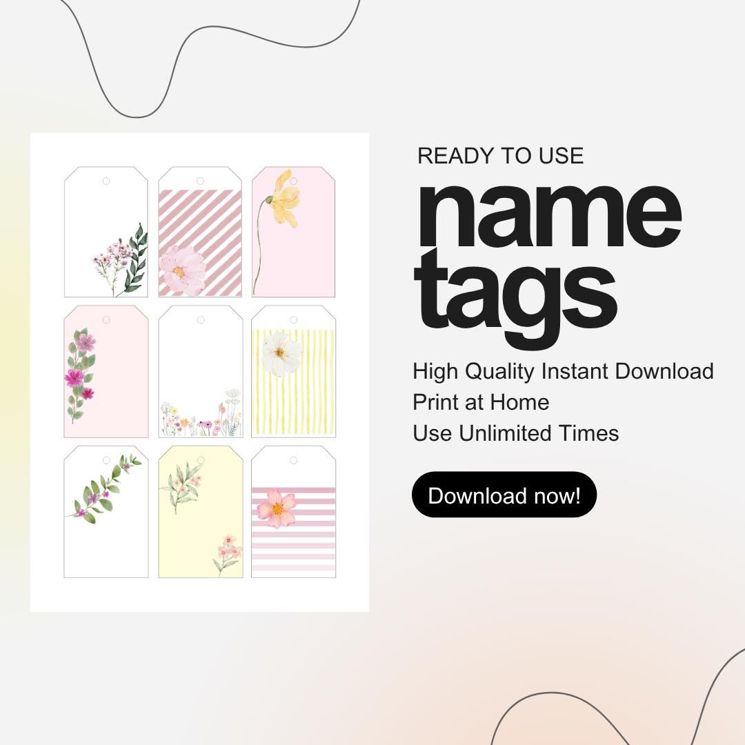 Printable Easter Gift Tags - Floral Spring Designs - A4 Download - Etsy