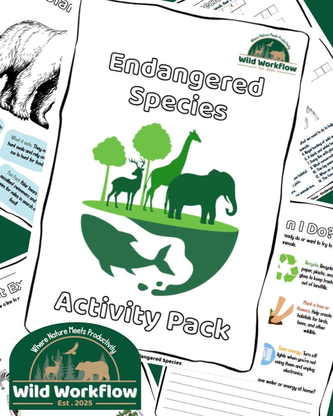 Endangered Species Worksheets and Colouring Pages - Etsy