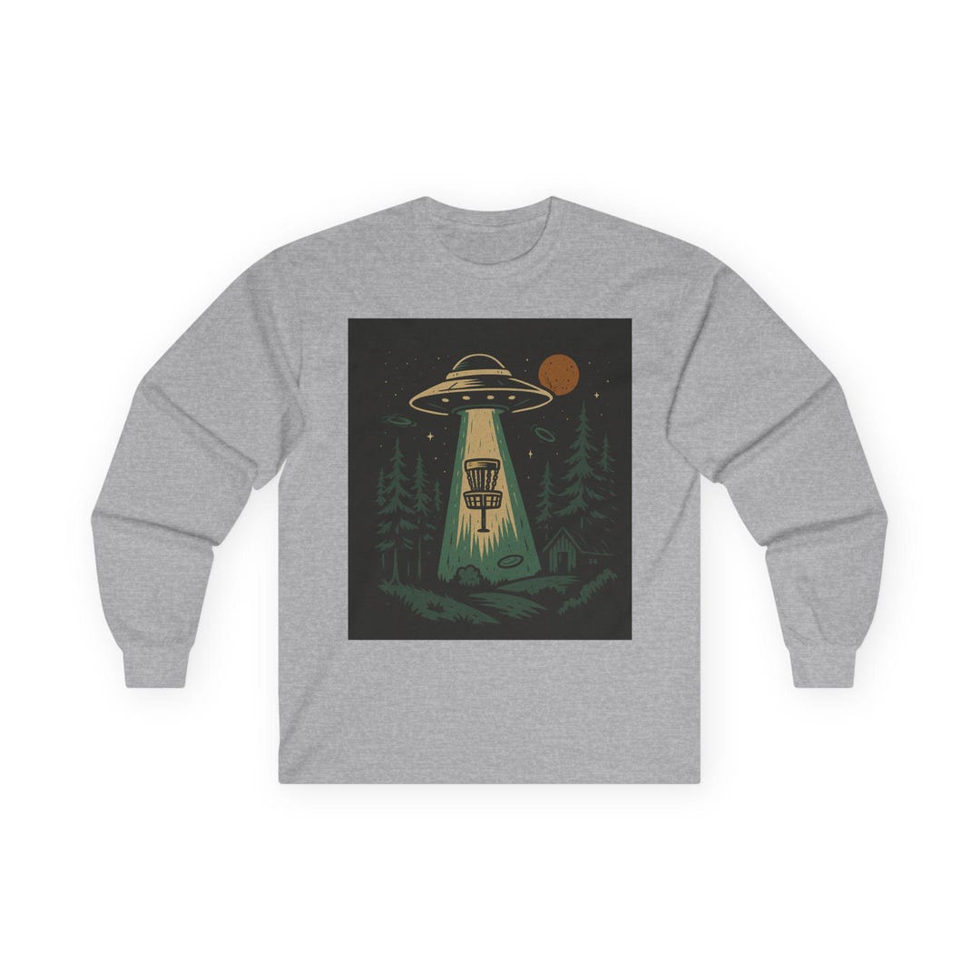 Disc Golf Alien Abduction Long Sleeve Tee, Retro UFO Shirt, Sci-fi ...
