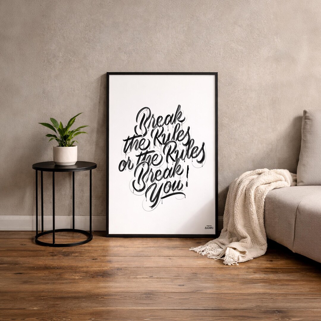 Motivational Typography Poster – Break the Rules Quote Poster – Modern ...