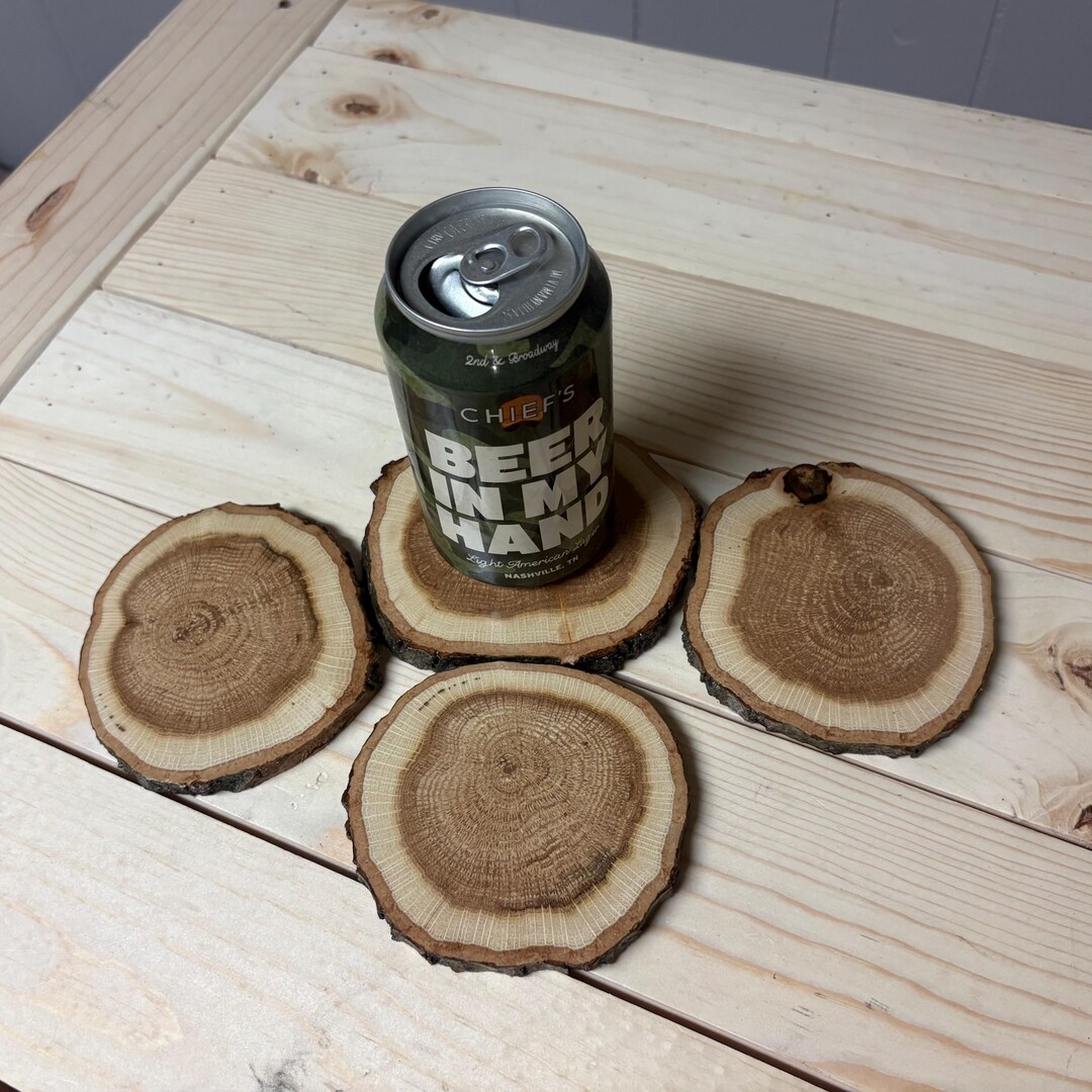 Rustic Red Oak Wood Slice Coasters: Farmhouse Drink Coaster Set - Etsy