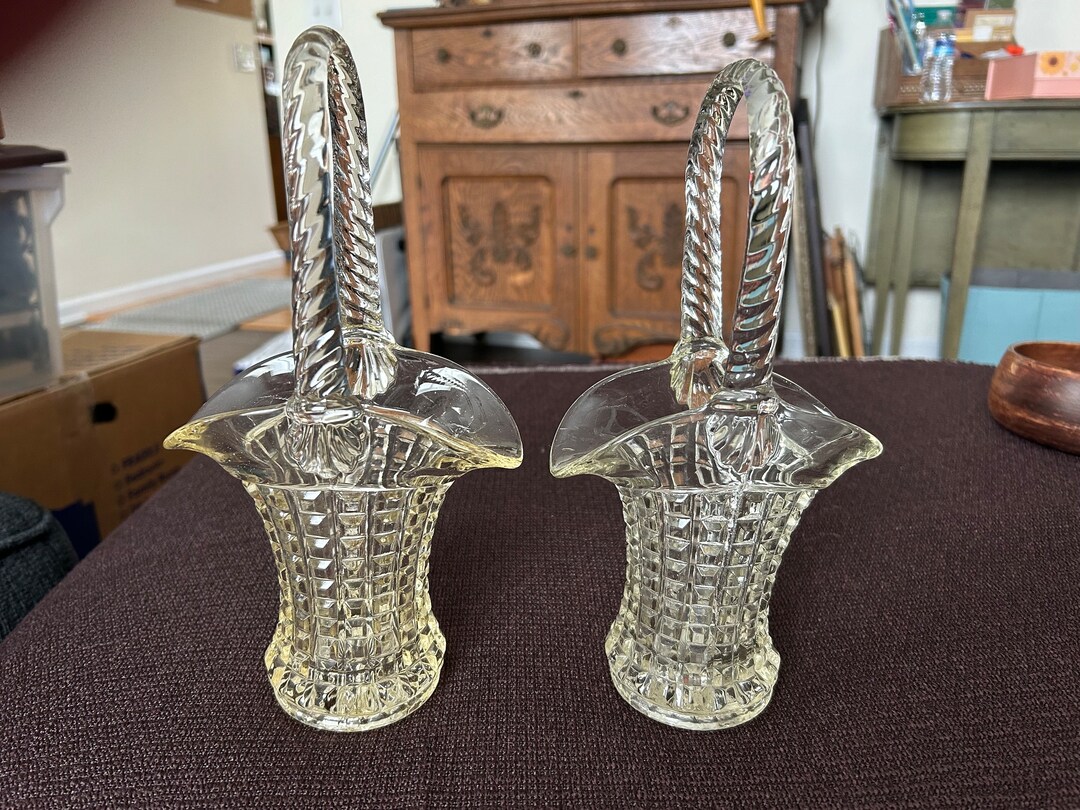 Vintage 1930s-1940s Antique Glass Baskets Set of 2. Perfect Condition ...