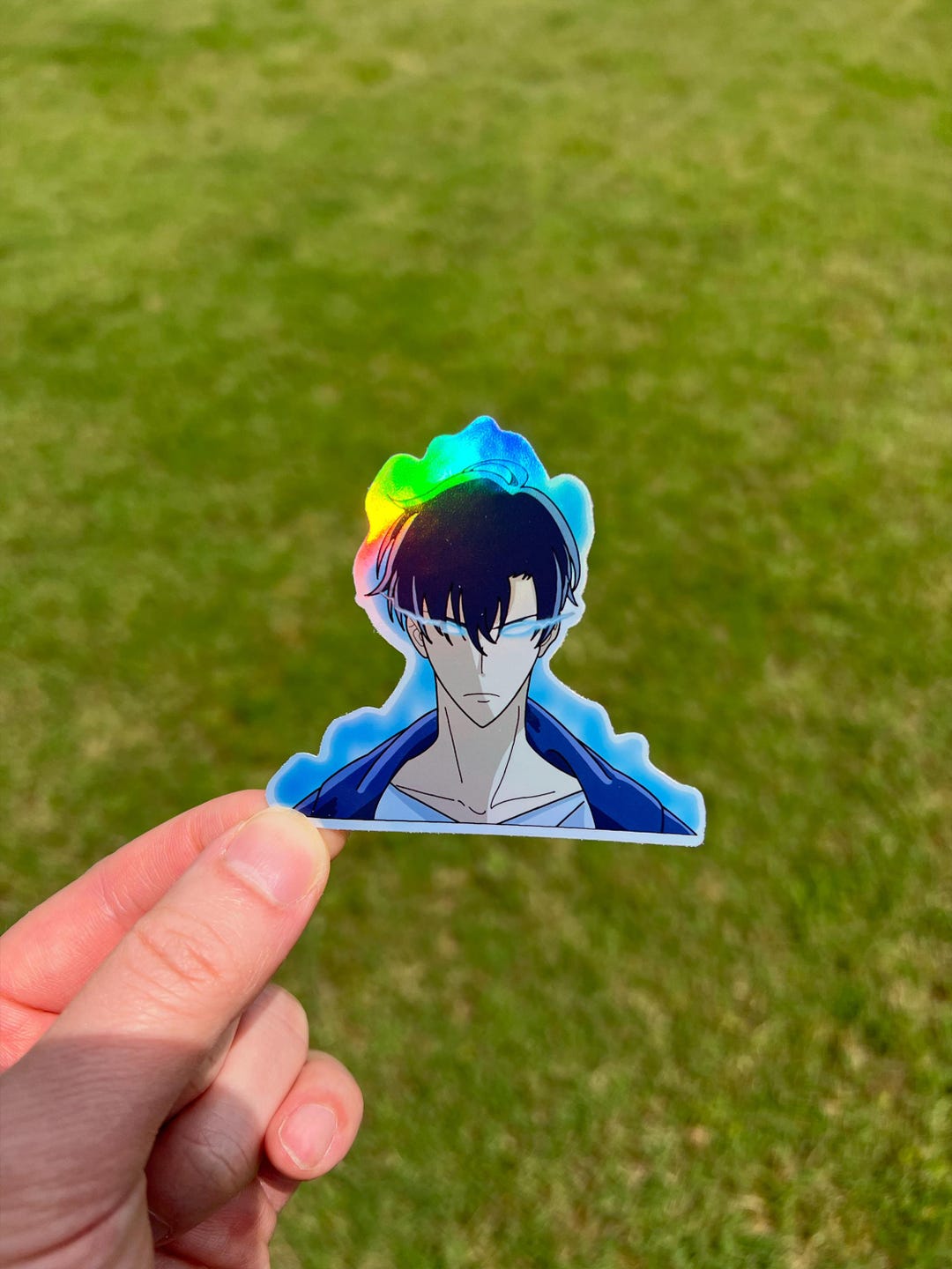 Solo Leveling Holo Peeker - Jinwoo Vinyl Decals With Rainbow Effect ...