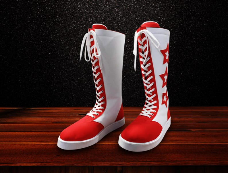 Custom Leather Long Lace up WWE Cosplay Boots for Men Woman Wrestlers ...