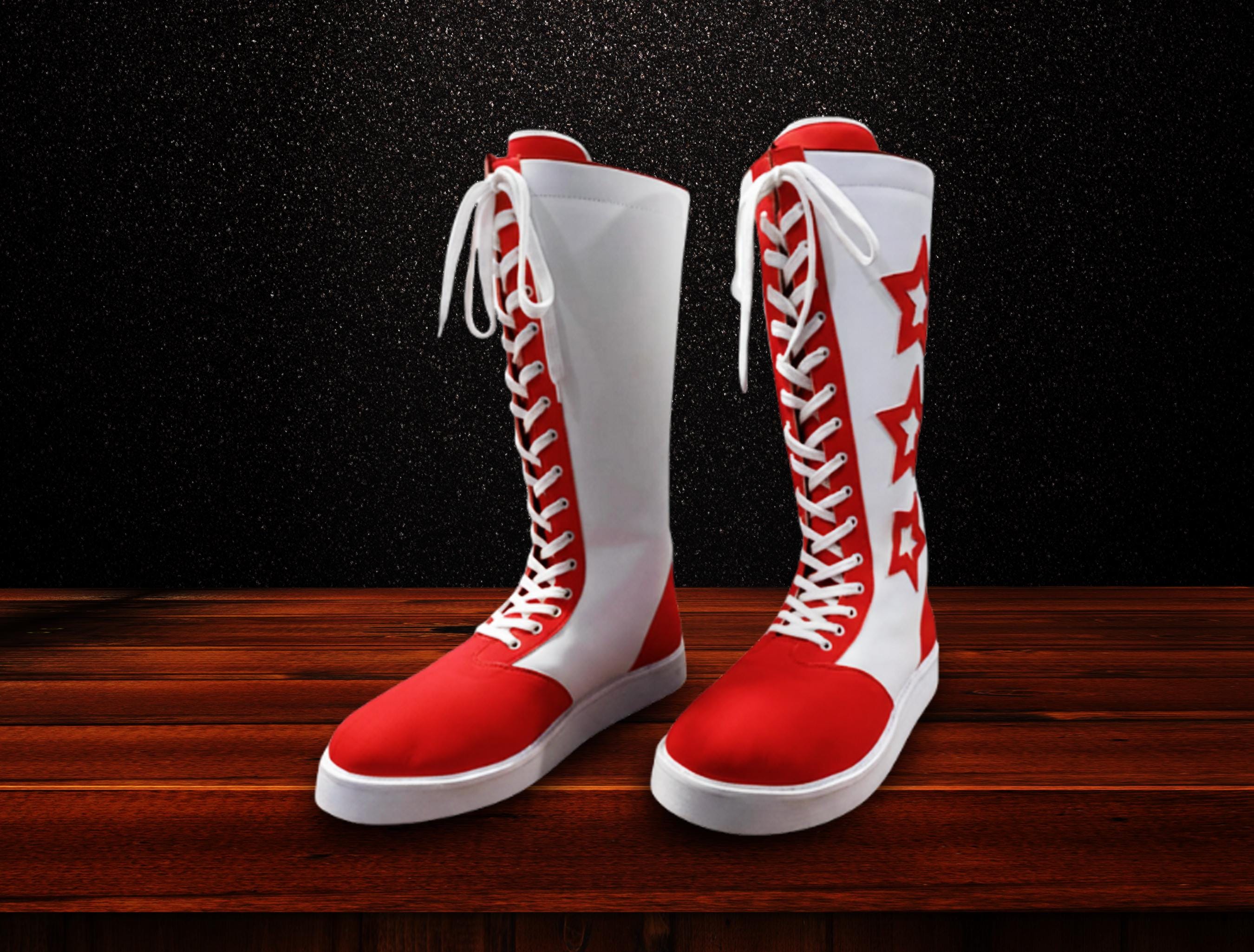 Custom Leather Long Lace up WWE Cosplay Boots for Men Woman Wrestlers ...