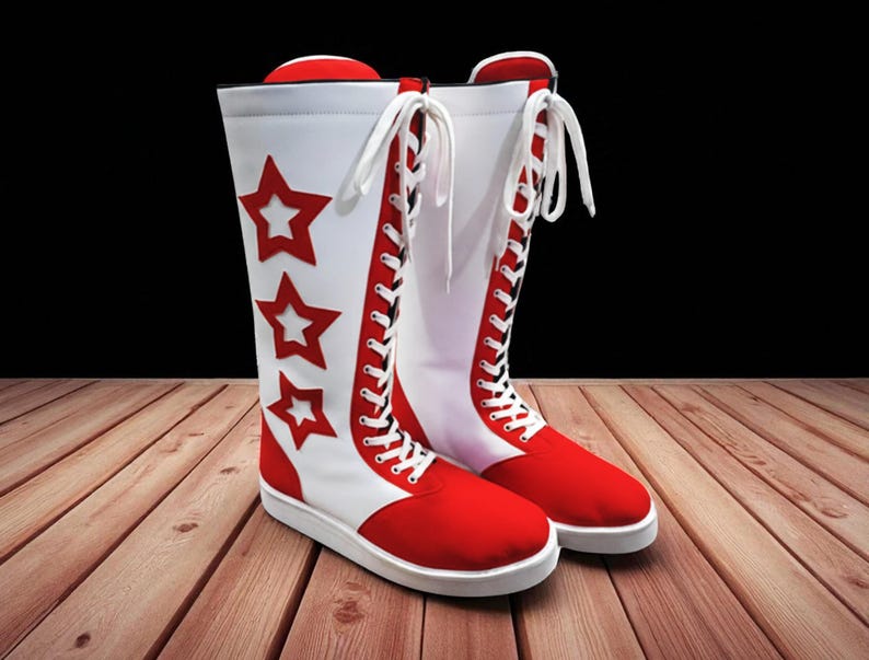 Custom Leather Long Lace up WWE Cosplay Boots for Men Woman Wrestlers ...