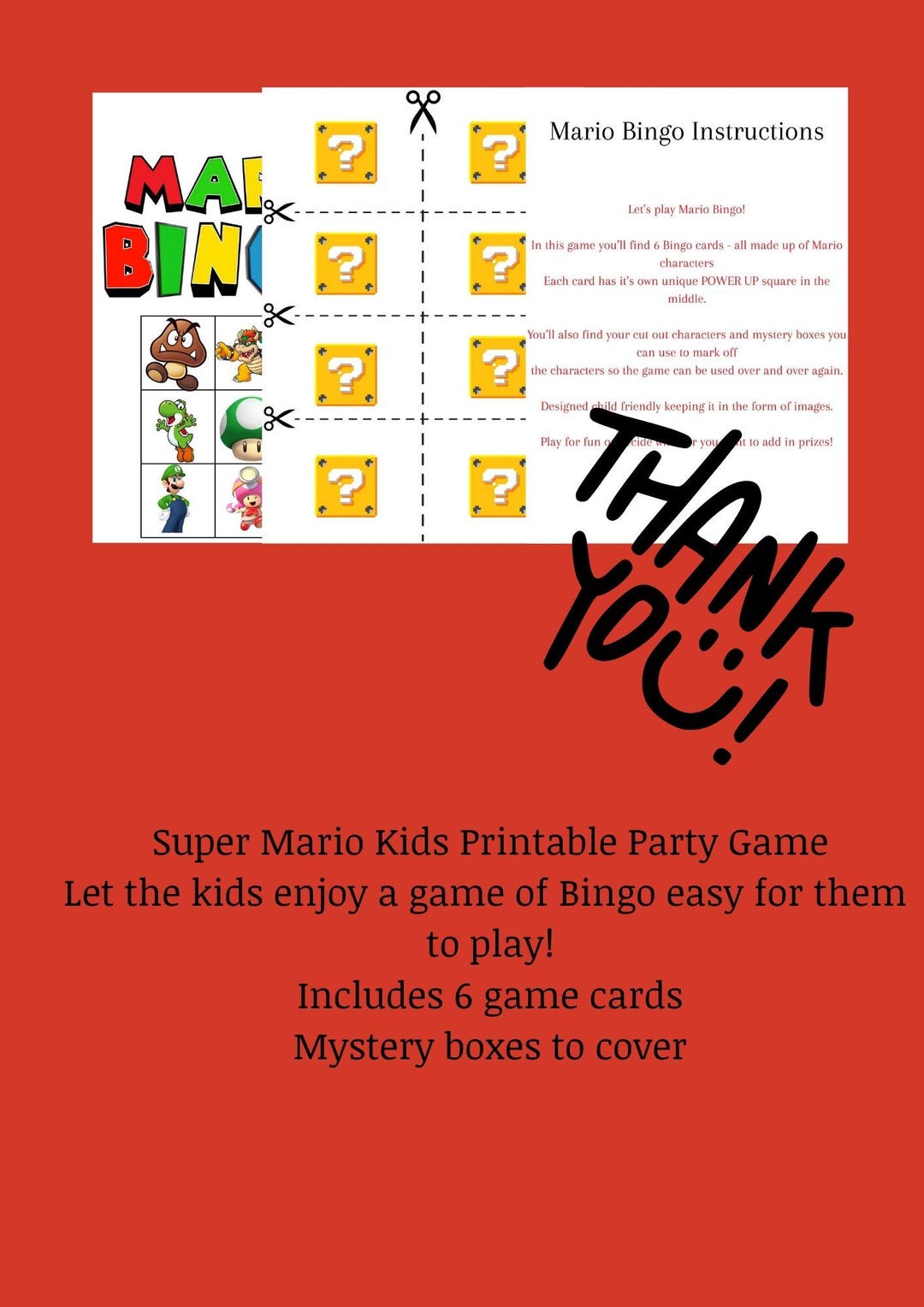 Child Friendly (no Reading) Super Mario World BINGO! Re-usable Cards ...