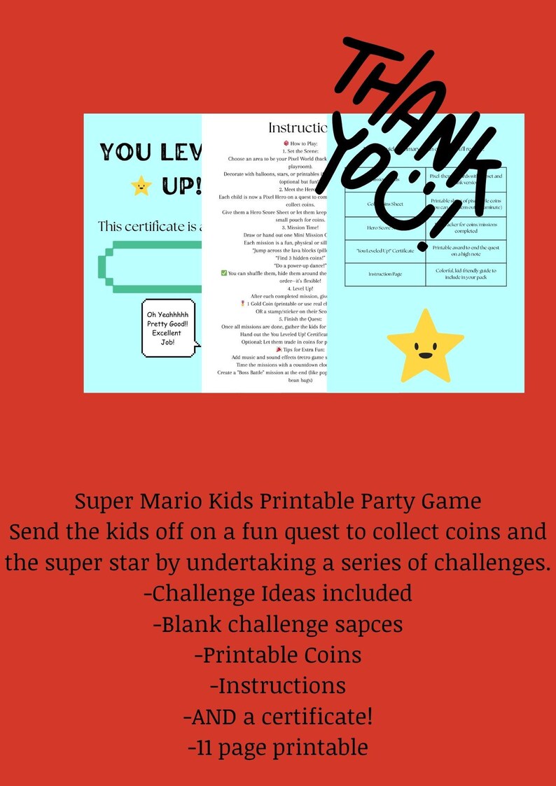 Super Mario World Party Game - Digital Download - Super Mario Quest ...