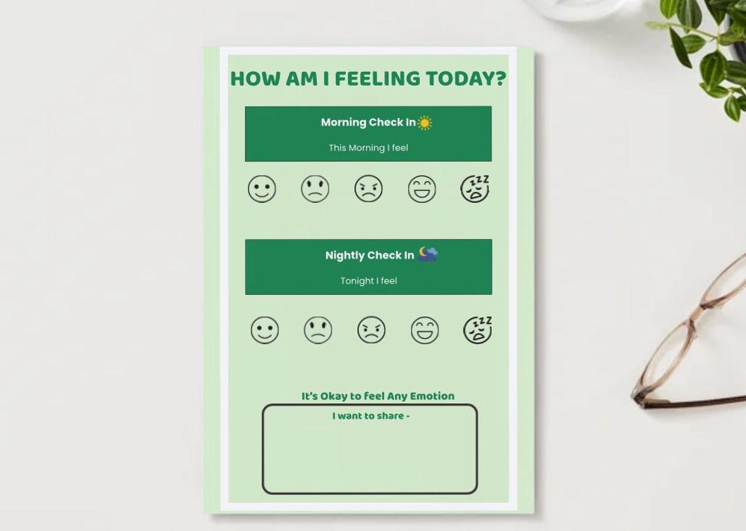 Daily Emotion Check-in Chart for Kids | Printable Feelings Poster ...