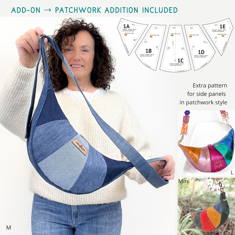 Crossbody Bag Pattern | Half Moon Bag Pattern | Crescent Bag Pattern ...