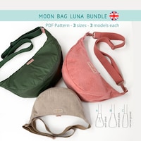 Crescent Bag Sewing Pattern, Half Moon Crossbody Bag, Hobo Shoulder Bag ...