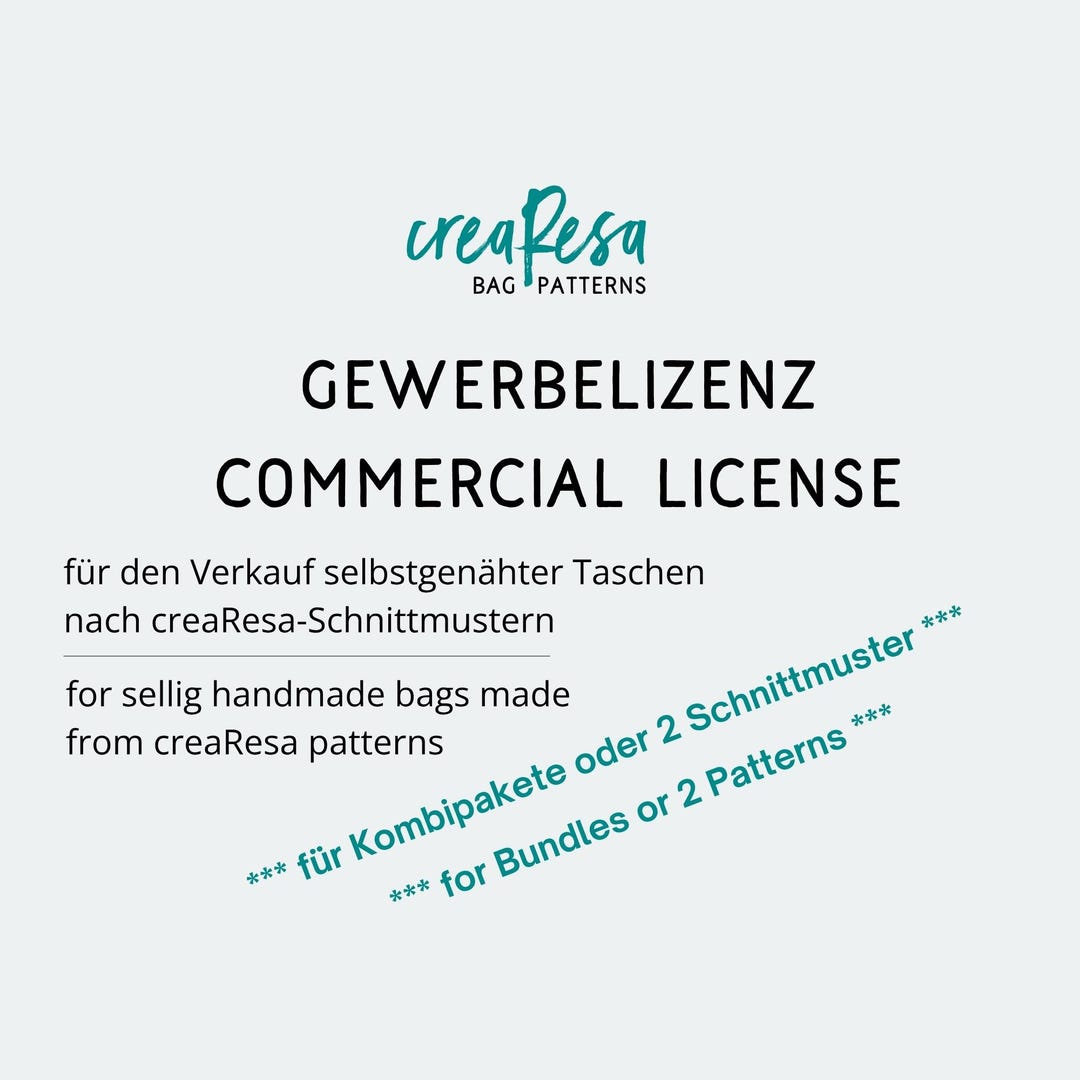 Commercial License for a Bundle or Two Crearesa Sewing Patterns - Etsy